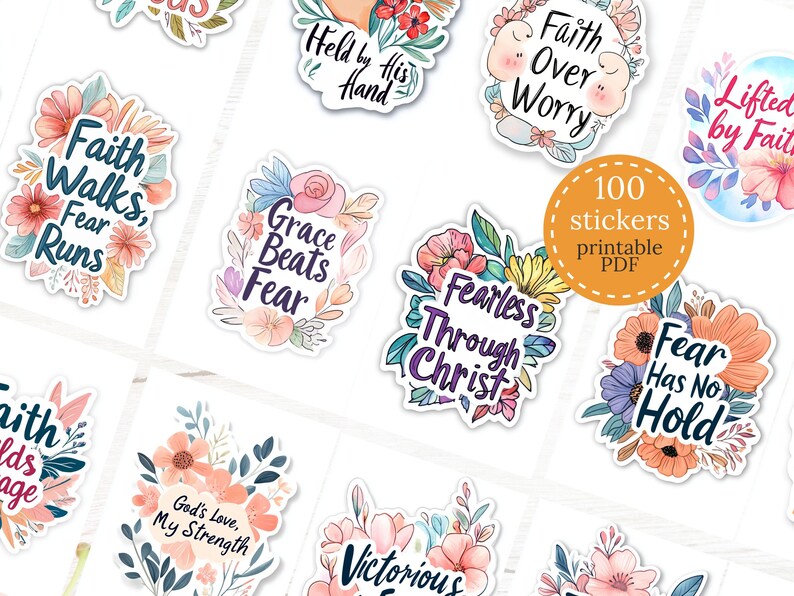 Faith Over Fear Printable Stickers Bible Verse Encouragement for Kids ...