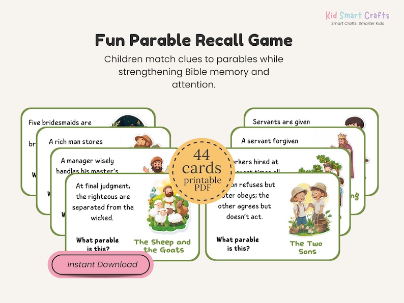 Jesus Parables Guessing Game Cards Fun Bible Games for Christian Kids ...
