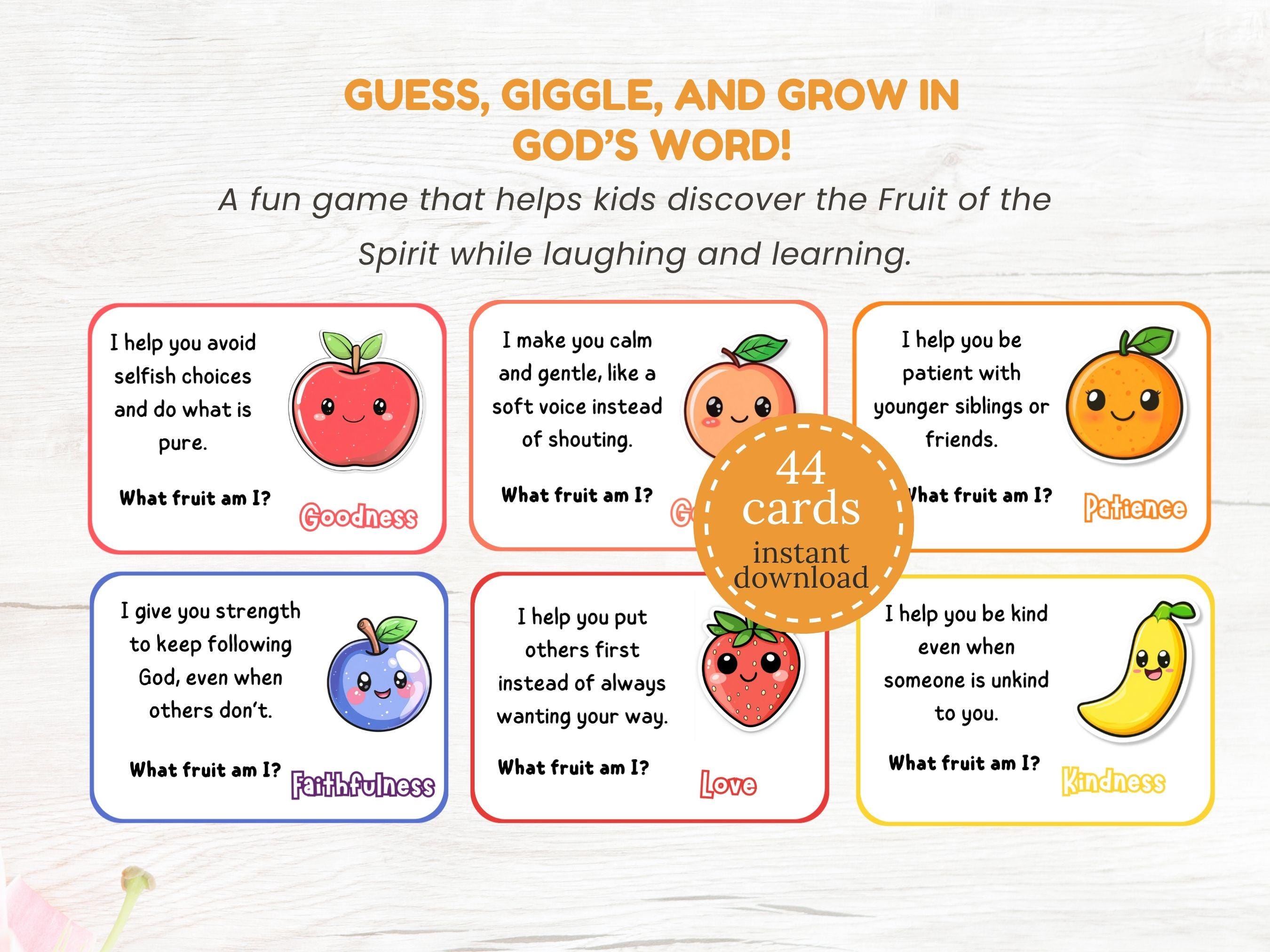Fruit of the Spirit Fun Guessing Game Bible Activity for Christian Kids ...