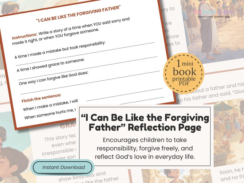 The Prodigal Son Bible Story Mini Book Printable for Kids Bible Lesson ...