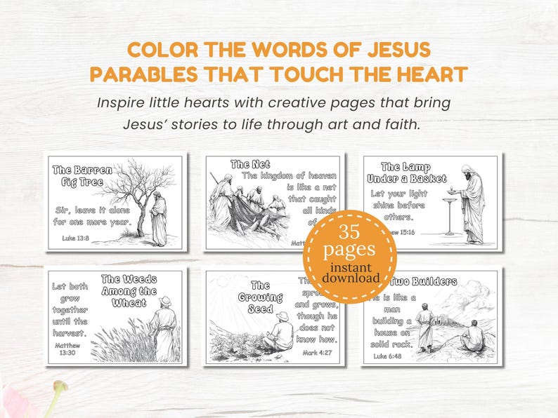 Jesus Parables Coloring Pages for Christian Kids Bible Stories Faith ...