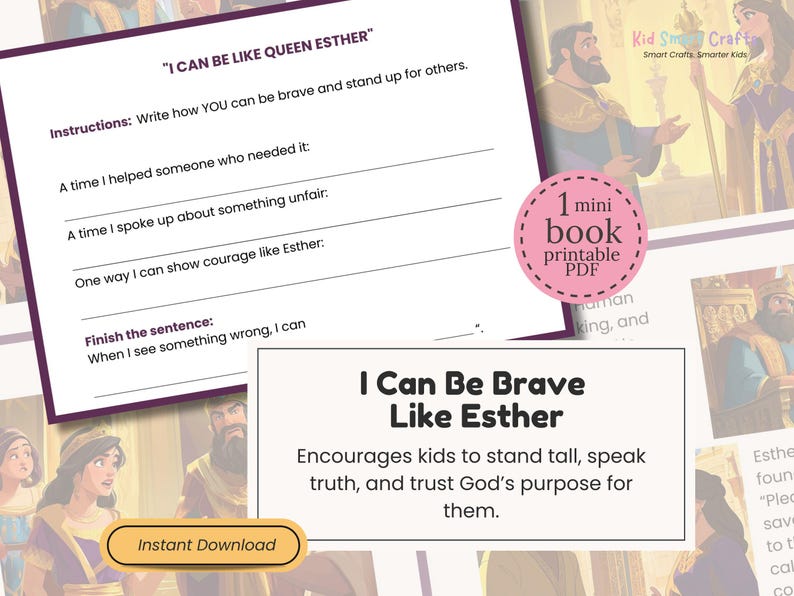 Esther Becomes Queen Bible Story for Kids Christian Printable Storybook ...