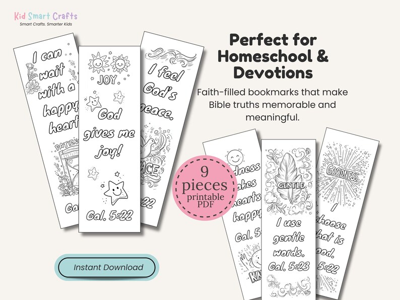 Fruits of the Spirit Bookmarks Coloring Christian Printable Bible ...