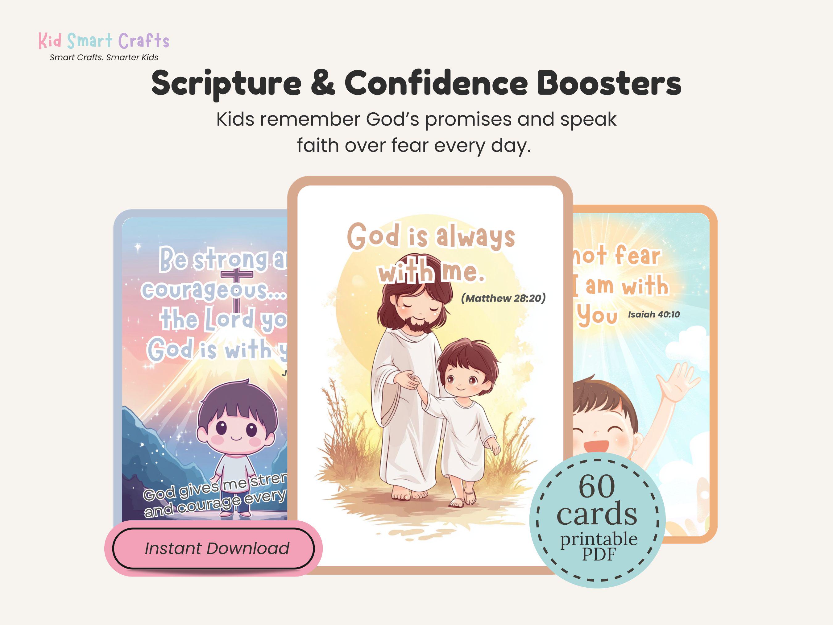 Faith Over Fear Flash Cards for Christian Kids Cute Kawaii Bible Verses ...