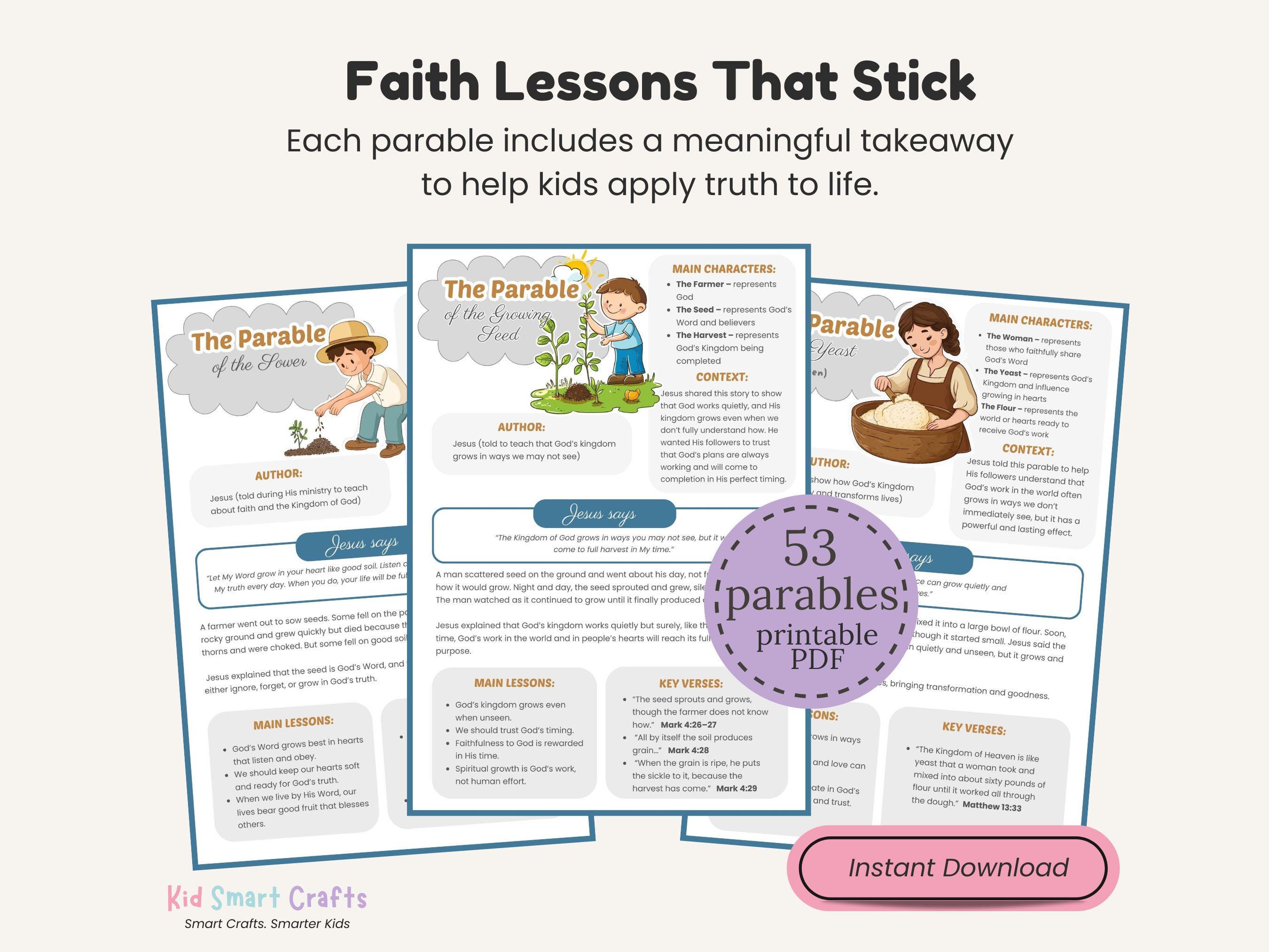 Jesus Parables Bible Study Guide for Christian Kids Jesus Stories ...