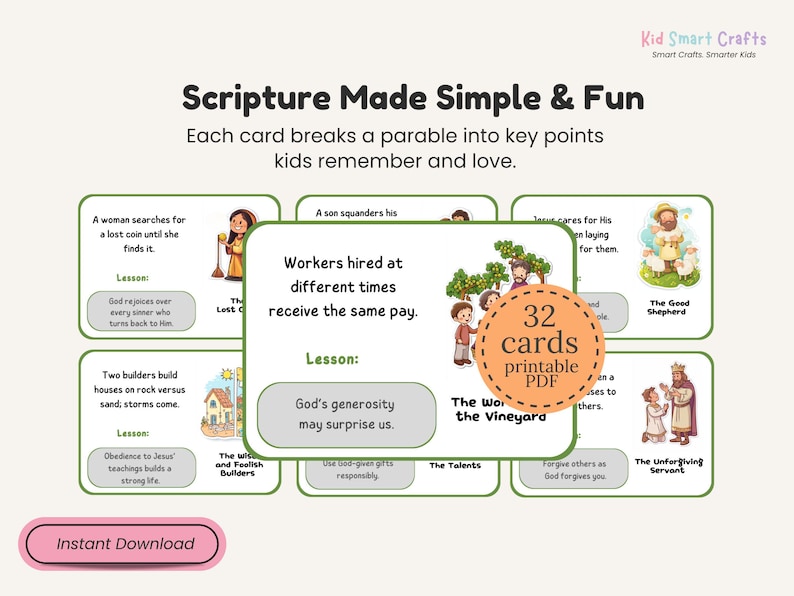 Jesus Parables Printable Flash Cards for Christian Kids Fun Bible Study ...