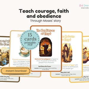 Life of Moses Printable Flashcards Set for Christian Kids Moses Bible ...