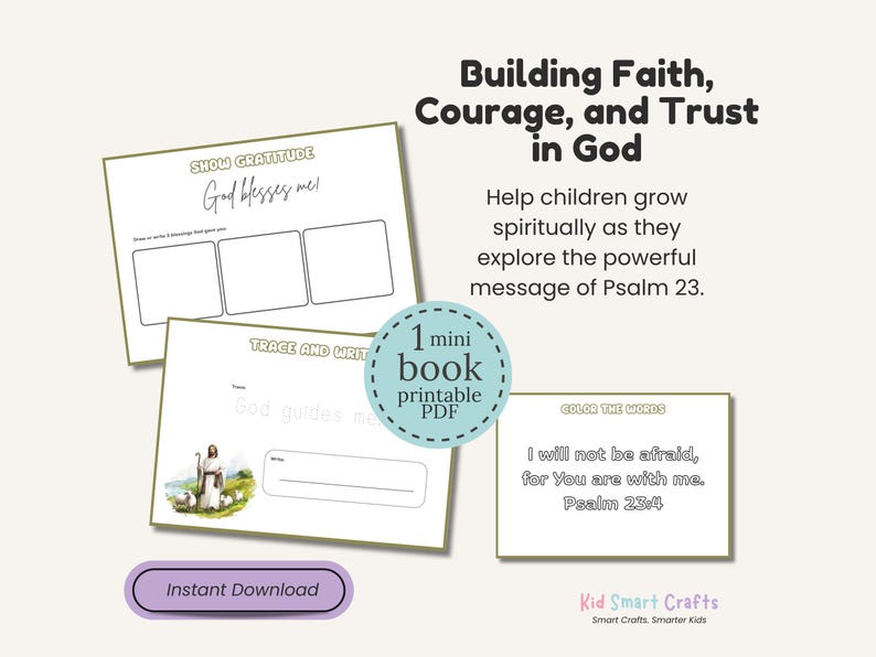 Psalm 23 Activity Pack for Kids Printable Bible Worksheets Sunday ...