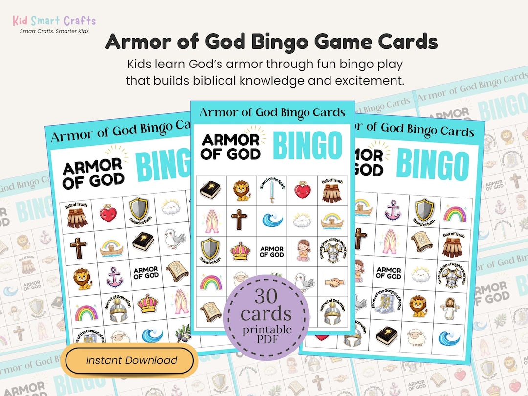 Armor of God Bingo Game Printable Christian Bible Game for Christian ...