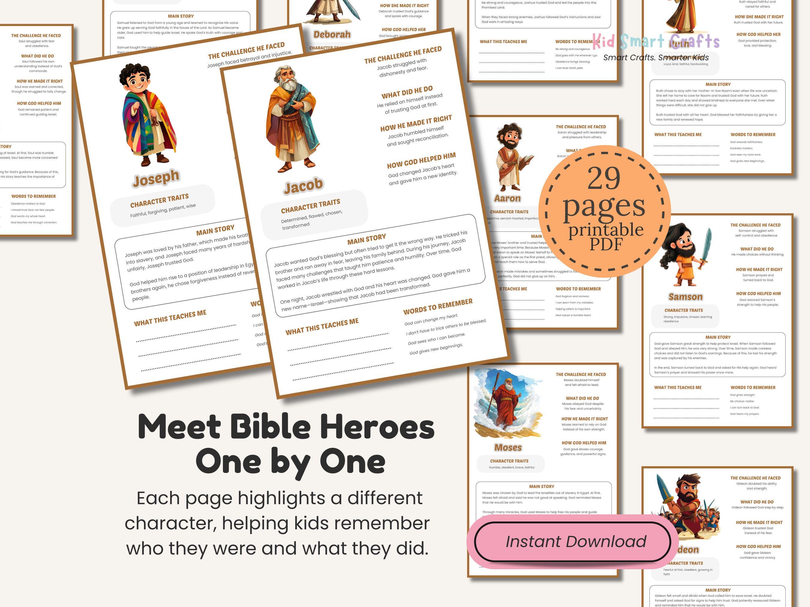 Old Testament Bible Character Study Pack for Kids Bible Lessons ...