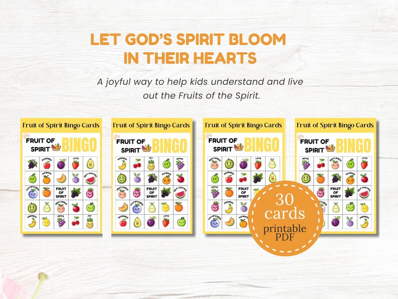 Fruits of the Spirit Bingo Game for Christian Kids Bible Lesson Pack ...