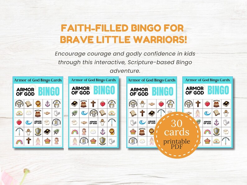 Armor of God Bingo Game Christian Printable Bible Activity for ...