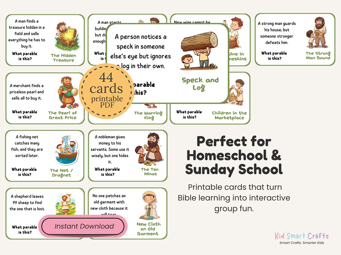 Jesus Parables Guessing Game Cards Fun Bible Games for Christian Kids ...