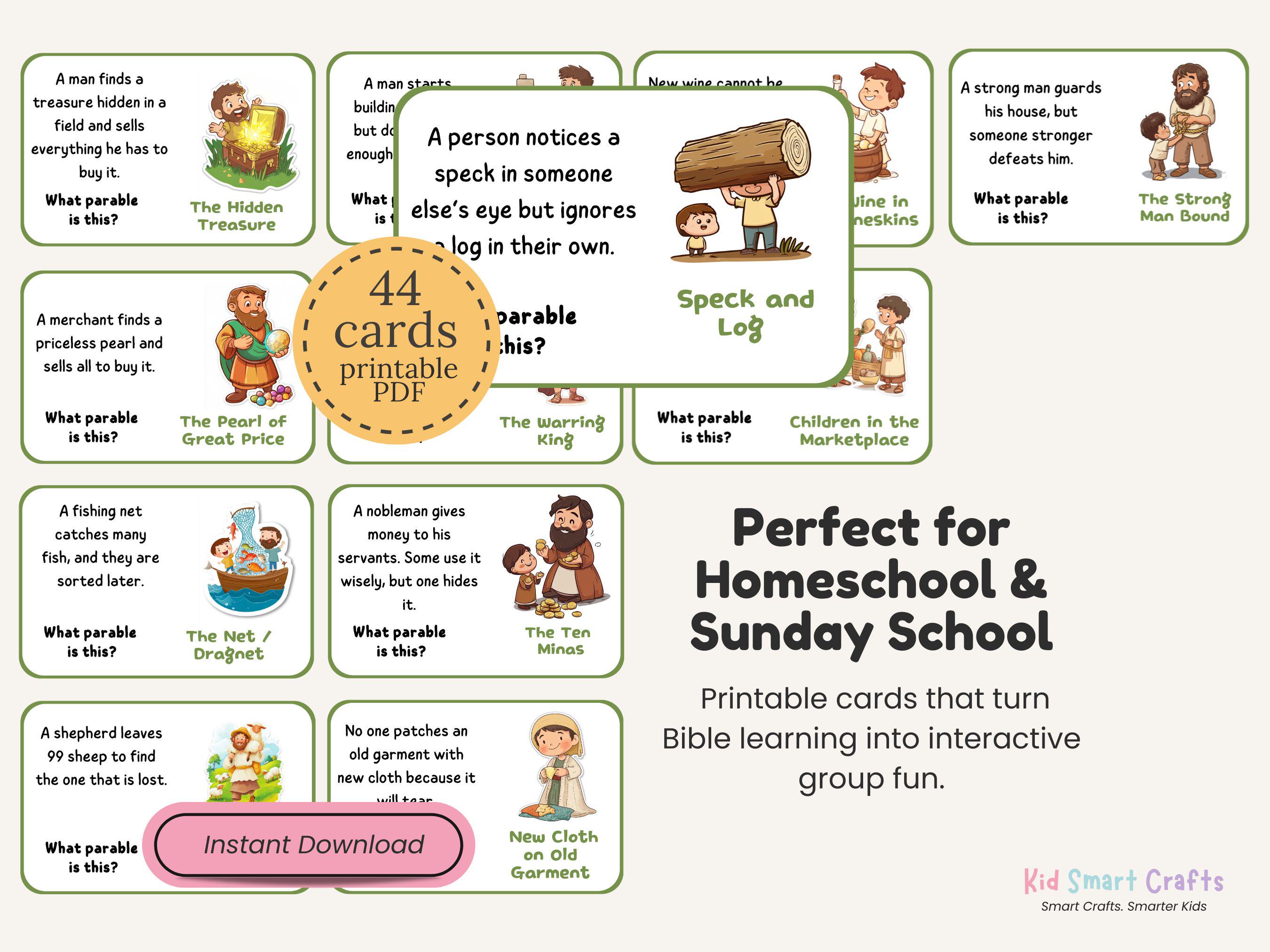 Jesus Parables Guessing Game Cards Fun Bible Games for Christian Kids ...
