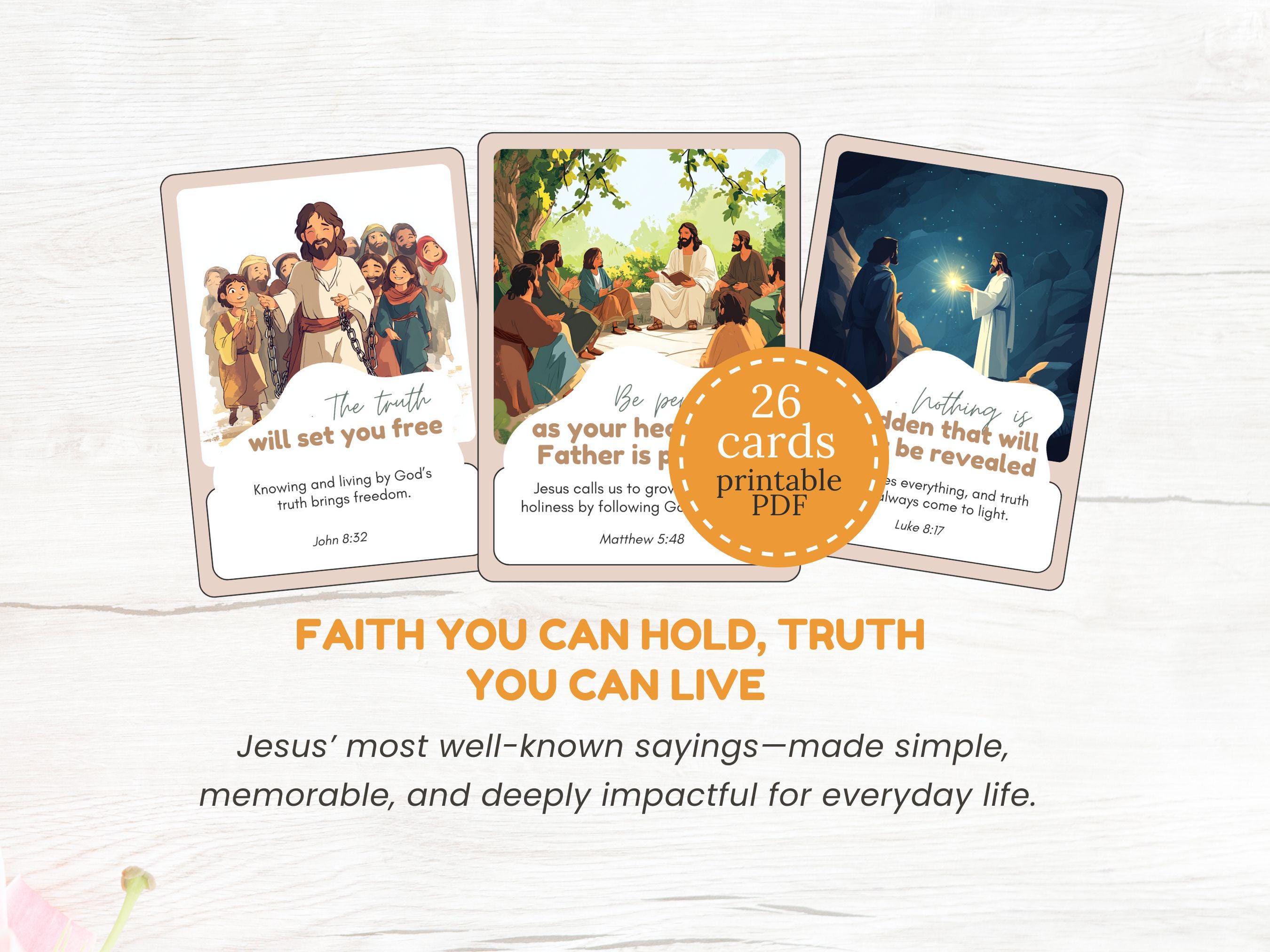 Jesus Sayings Flashcards Jesus Words and Teachings for Christian Kids ...
