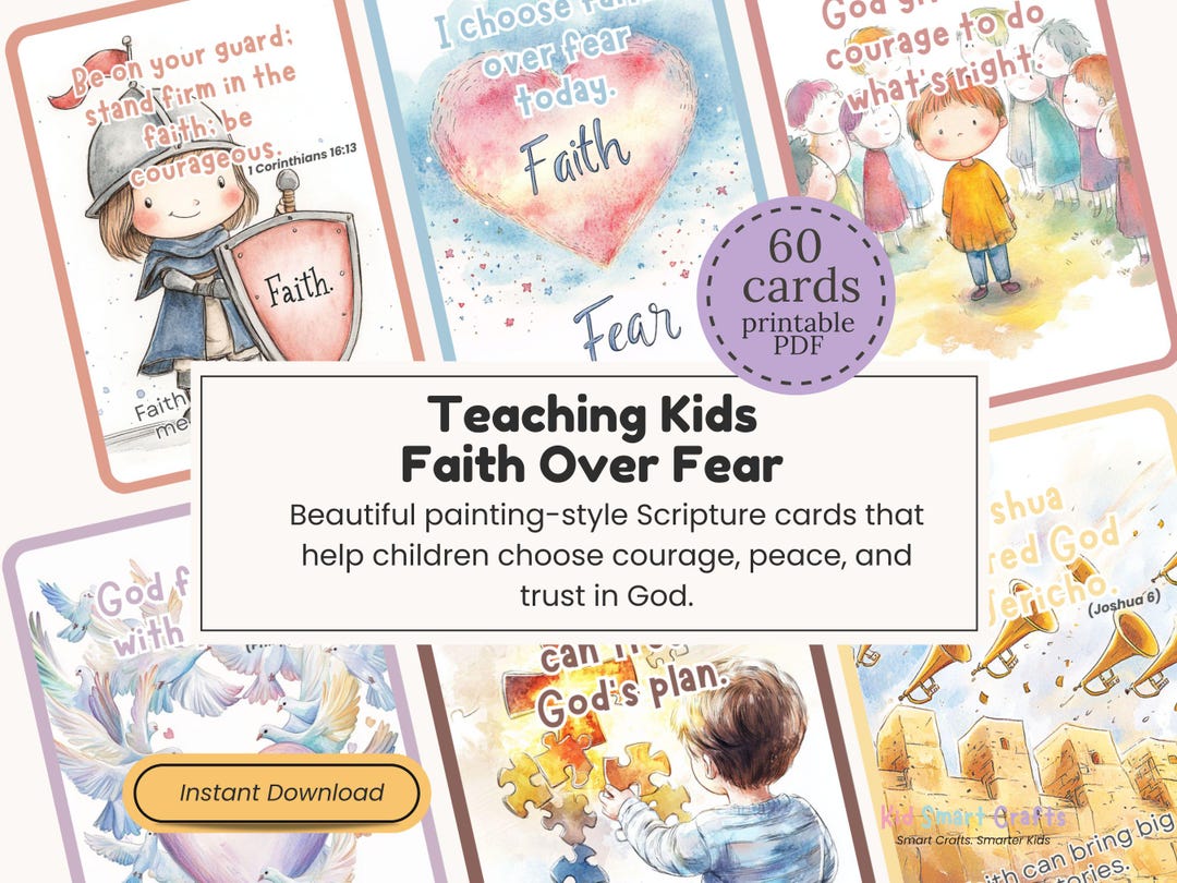 Faith Over Fear Scripture Cards for Christian Kids Printable Flash ...