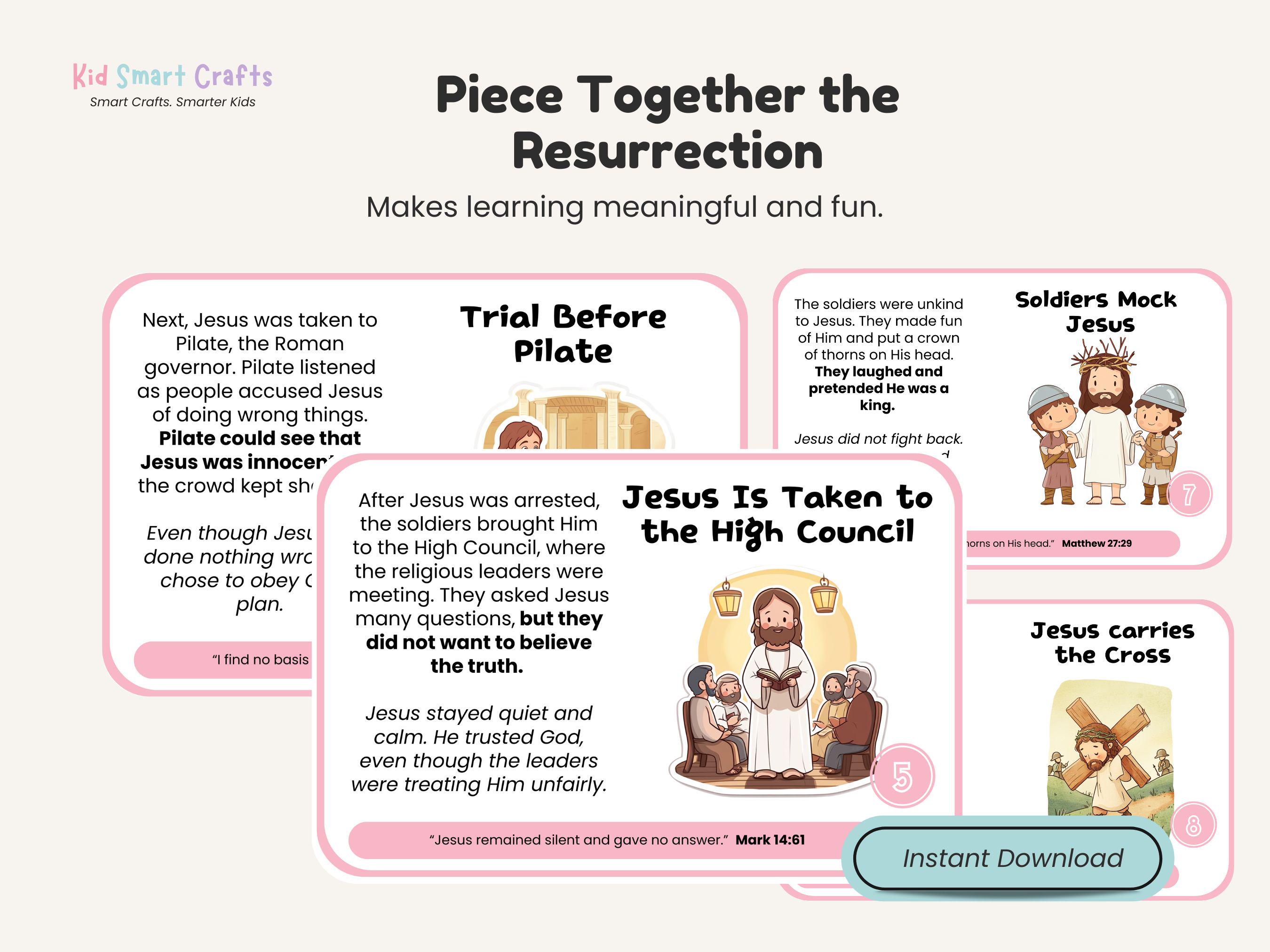 Jesus Resurrection Story Sequencing Cards Printable Bible Easter Cards ...