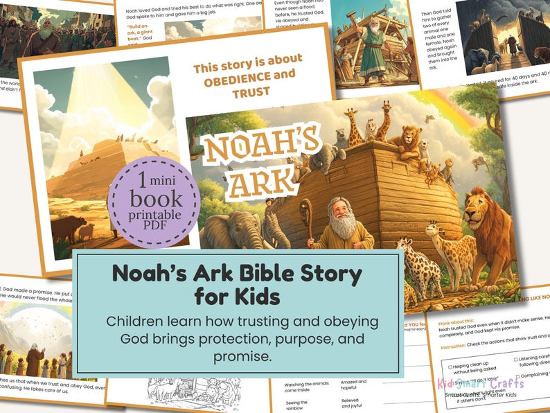 Noah’s Ark Bible Story Mini Book Printable Bible Lesson for Christian ...
