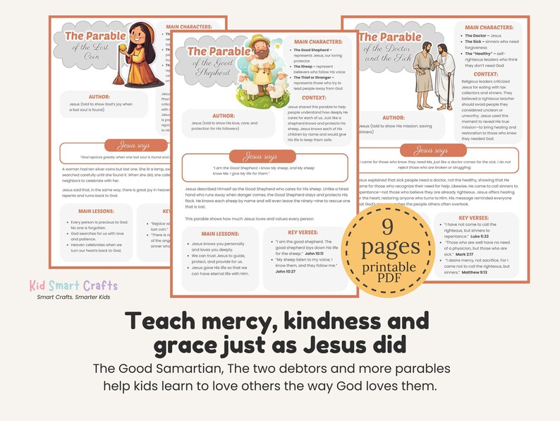 God’s Love & Mercy Jesus Parables Bible Study Guide for Christian Kids ...