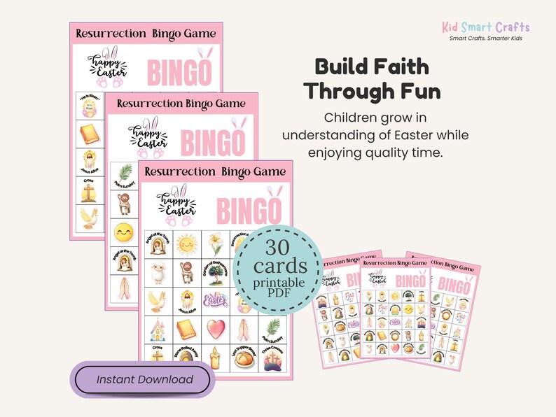 Christian Easter Bingo Game Cards for Kids Christian Printable Bible ...