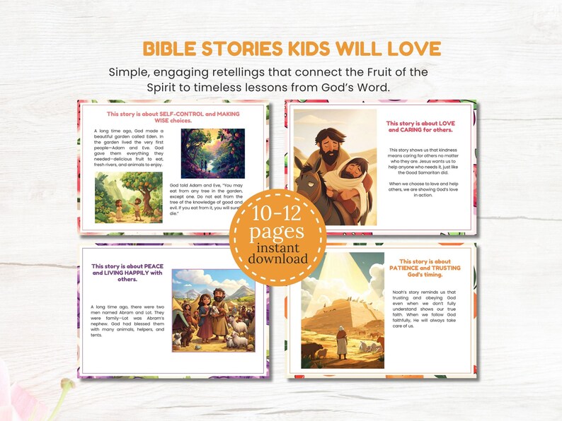 Fruits of the Spirit Bible Stories Activity Pack Christian Printable ...