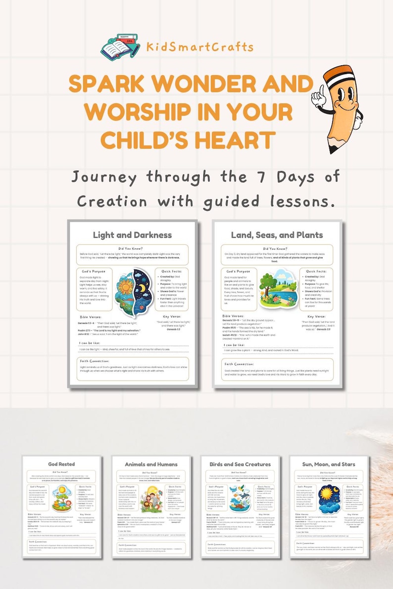 7 Days of God’s Creation Bible Study Guide for Christian Kids Faith ...