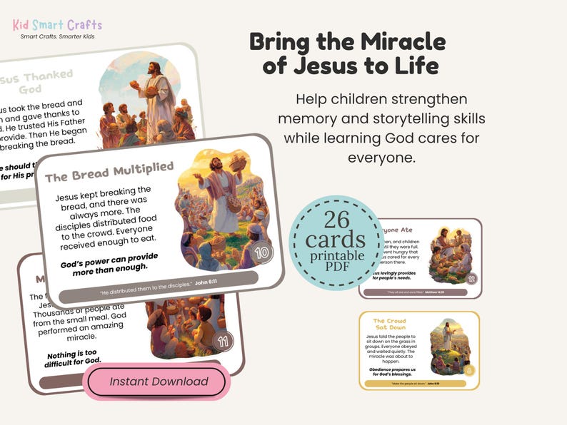Jesus Feeds the 5000 Kids Bible Story Sequencing Cards Homeschool ...