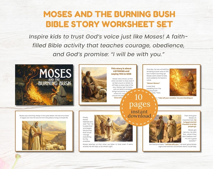 Bible Bundle Activity Prophet Moses Christian Printables Old Testament ...