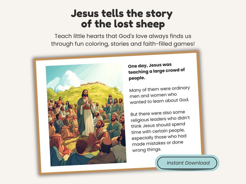 The Lost Sheep Bible Story Activity Pack Jesus Parable Worksheets ...