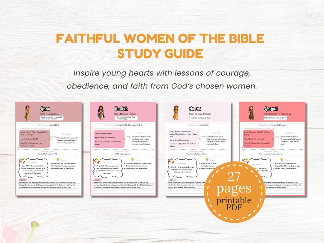 Faithful Women of the Bible Printable Study Guide for Kids and Families ...