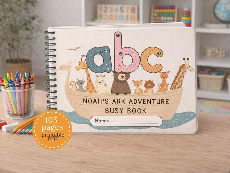Printable Noah’s Ark Busy Book Faith-based Alphabet Activities for ...