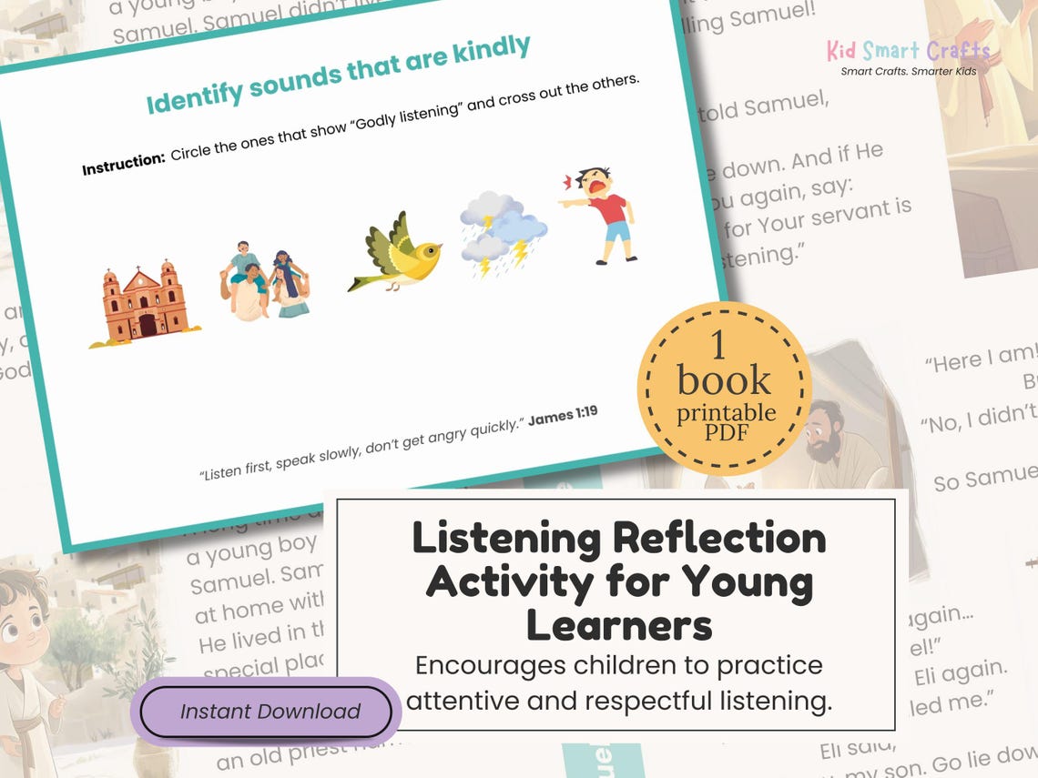 My Ears: Kids Bible Lesson Printable Bible Study for Kids Bible Story ...