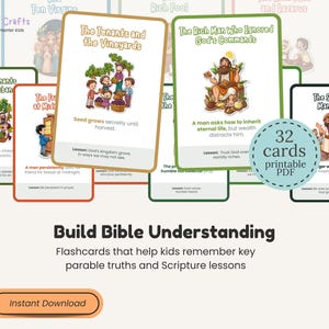 Jesus Parables Bible Story Flashcards for Christian Kids Printable ...