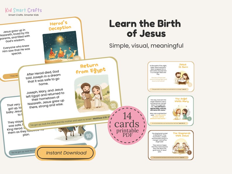 Nativity Story Sequencing Cards Set Jesus' Birth Storytelling Printable ...