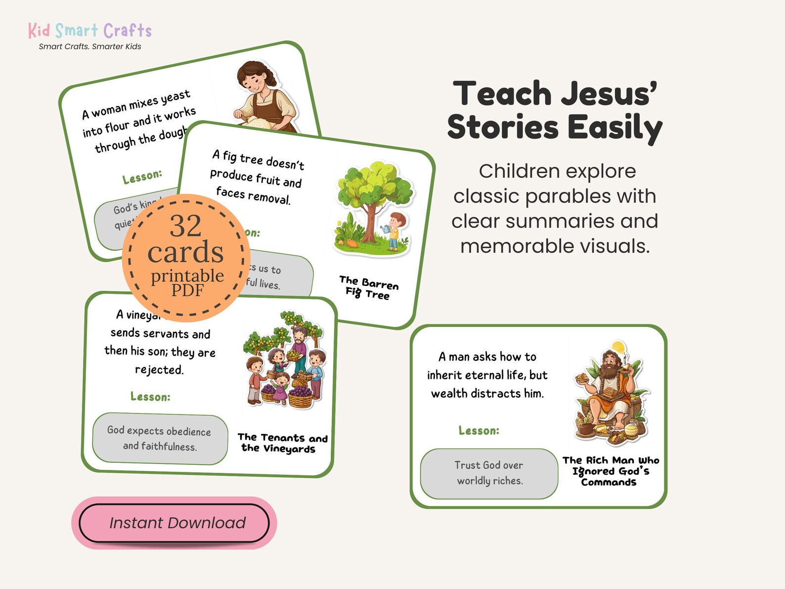 Jesus Parables Printable Flash Cards for Christian Kids Fun Bible Study ...