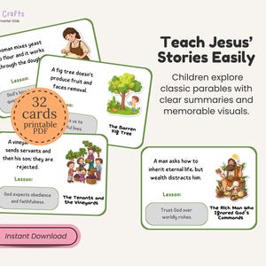 Jesus Parables Printable Flash Cards for Christian Kids Fun Bible Study ...