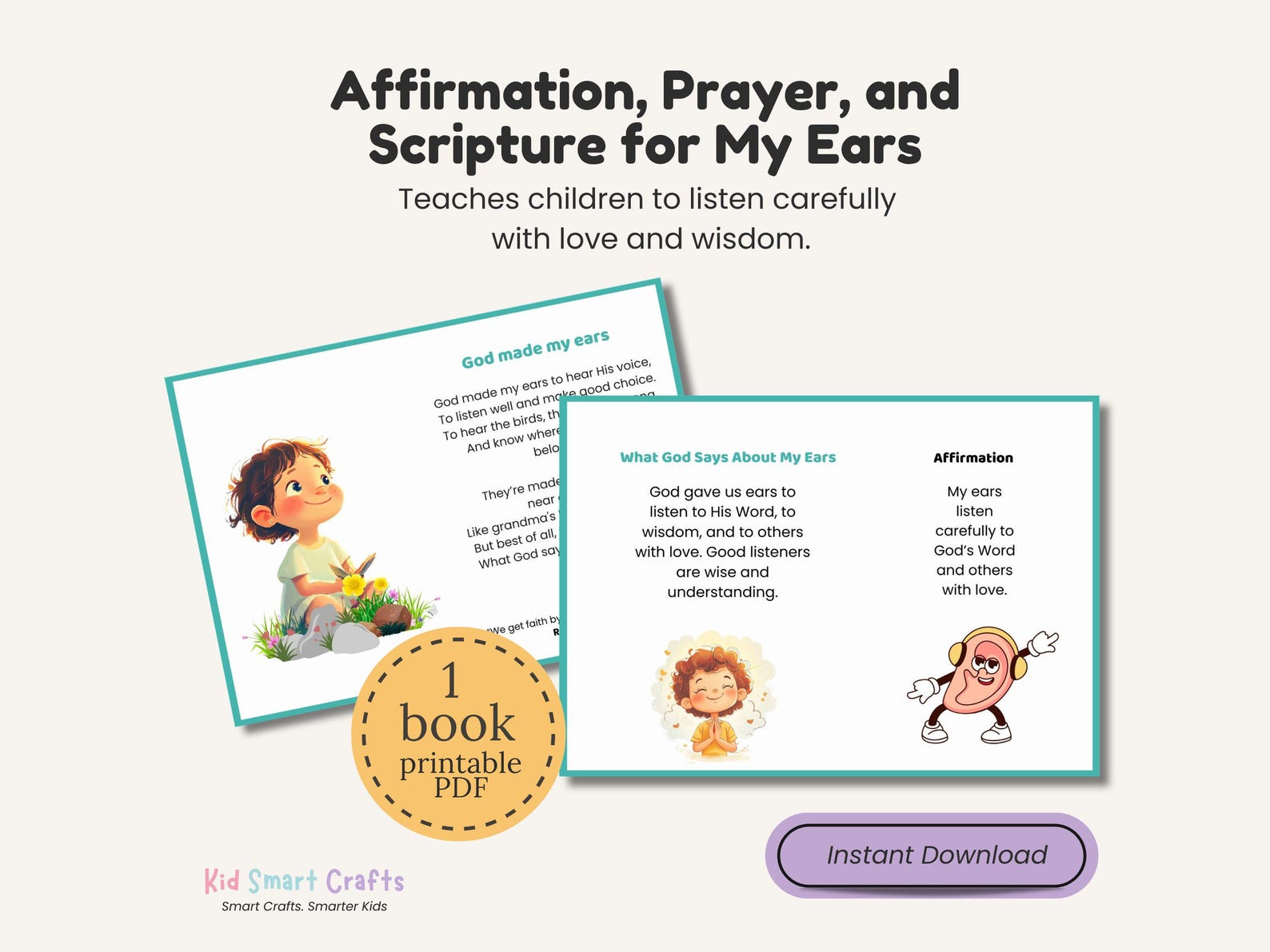 My Ears: Kids Bible Lesson Printable Bible Study for Kids Bible Story ...