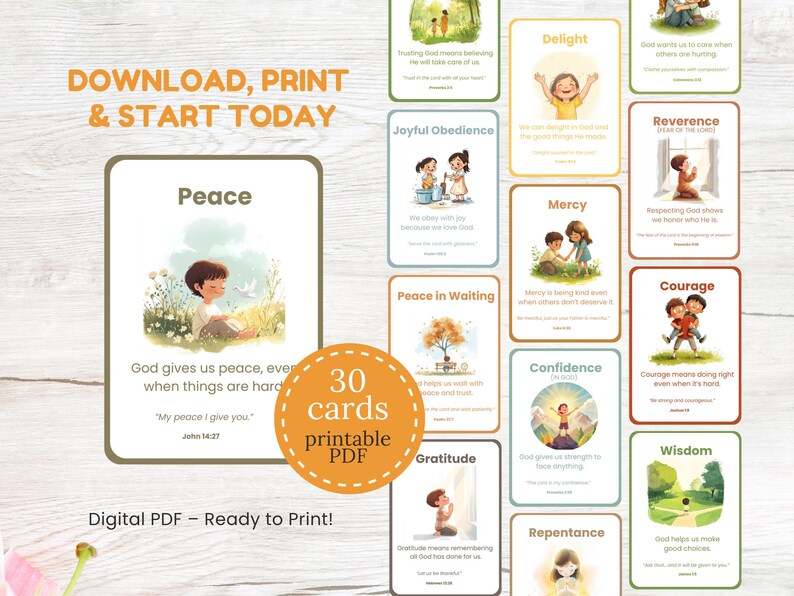 Christian Cards for Kids Godly Emotions Bible Based Printable Flash ...