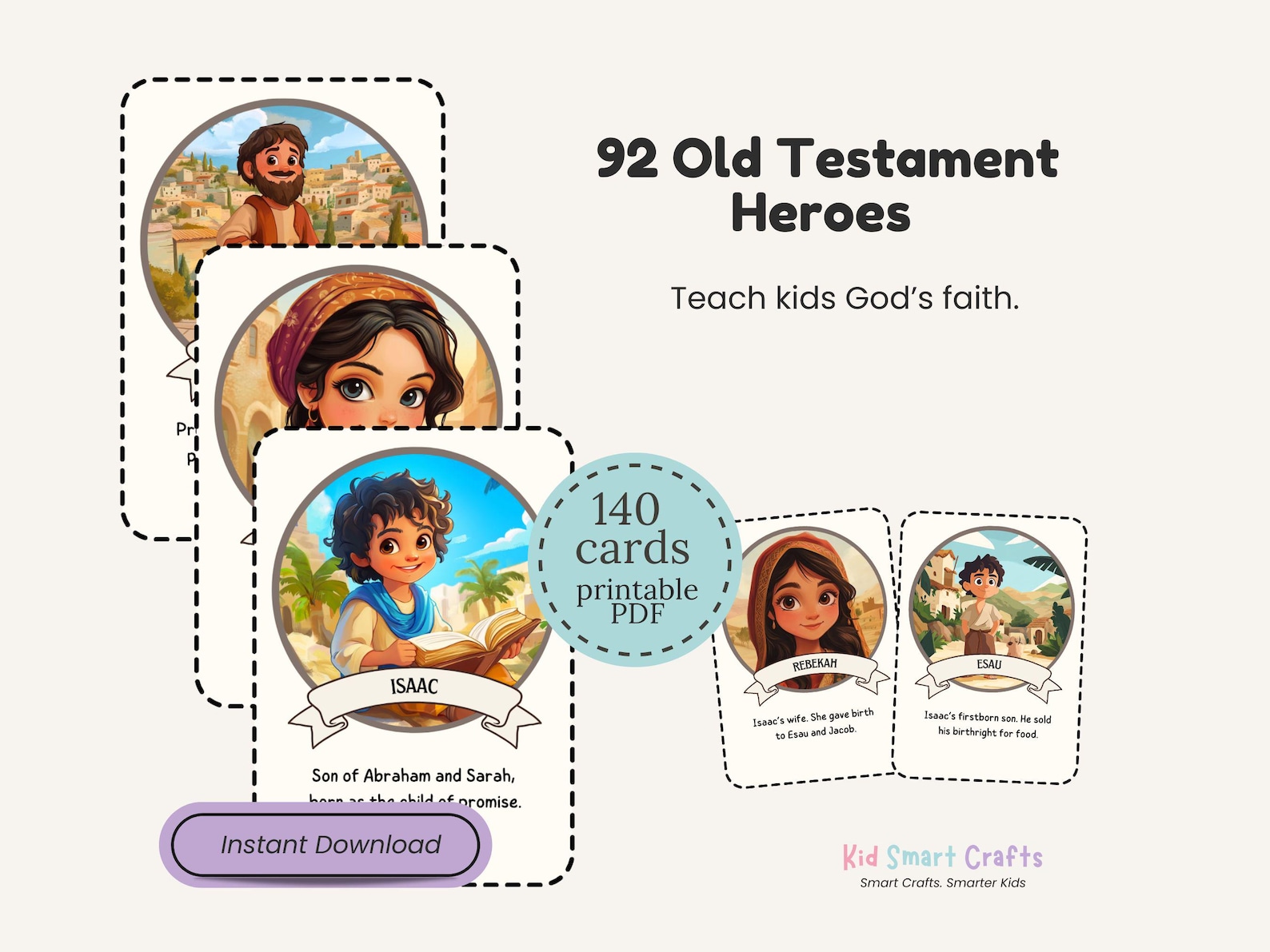 Bible Characters Flash Cards for Christian Kids Fun Bible Lesson Tool ...