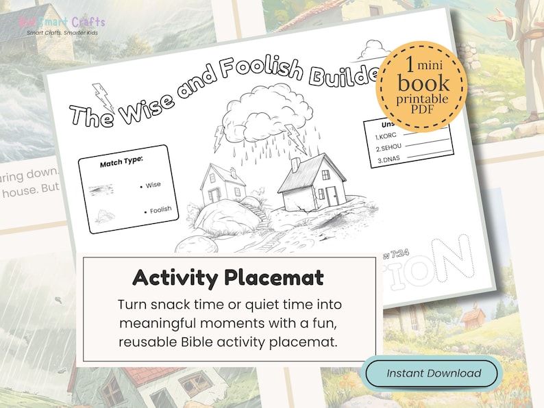 The Wise and Foolish Builders Activity Pack Bible Lessons for Kids ...