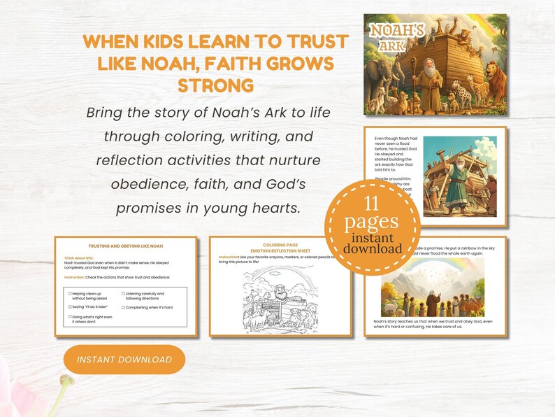 Noah's Ark Bible Story Printable Sheets Noah’s Ark Christian Coloring ...