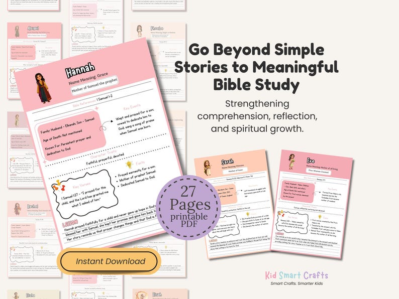 Faithful Women of the Bible Printable Study Guide for Kids and Families ...