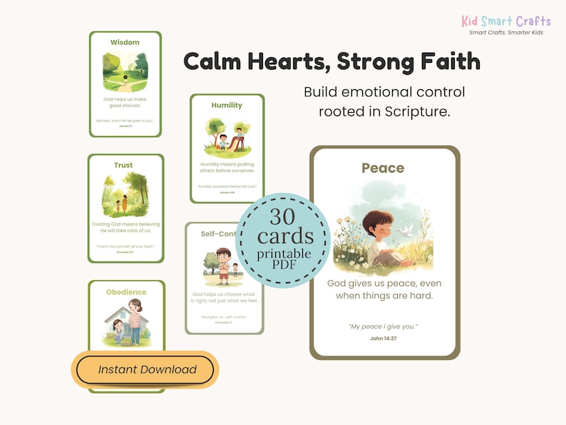 Christian Cards for Kids Godly Emotions Bible Based Printable Flash ...