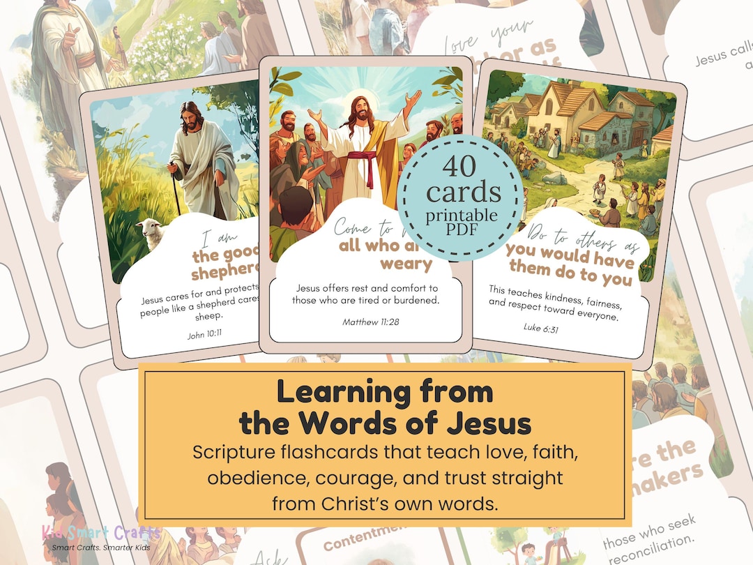 Jesus Sayings Flashcards Jesus Words and Teachings for Christian Kids ...
