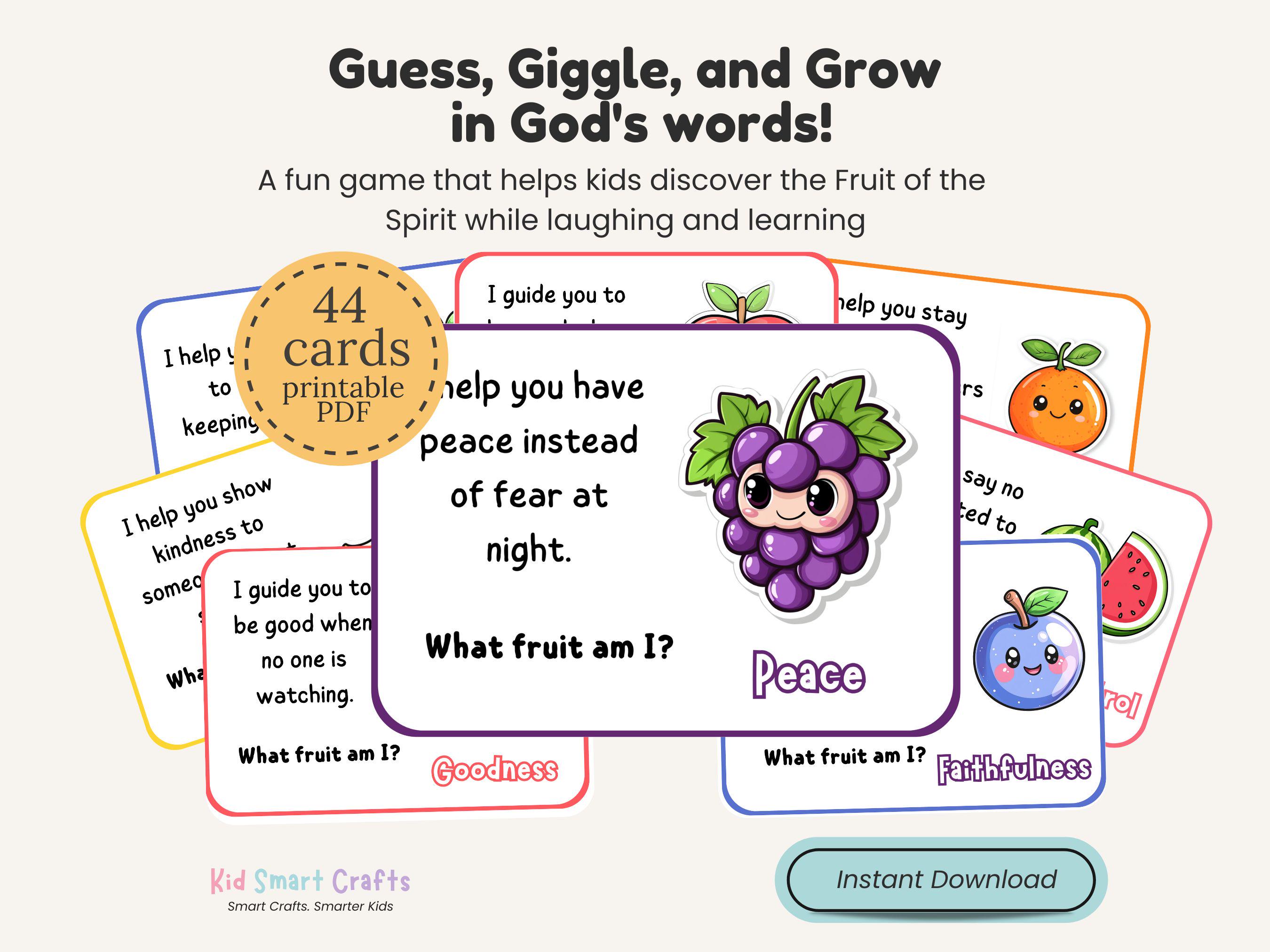 Fruit of the Spirit Fun Guessing Game Bible Activity for Christian Kids ...