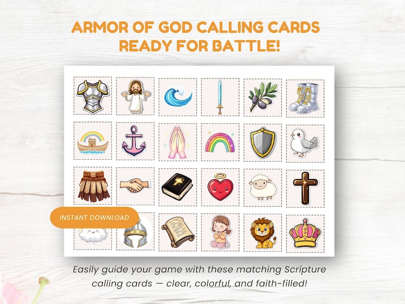 Armor of God Bingo Game Christian Printable Bible Activity for ...