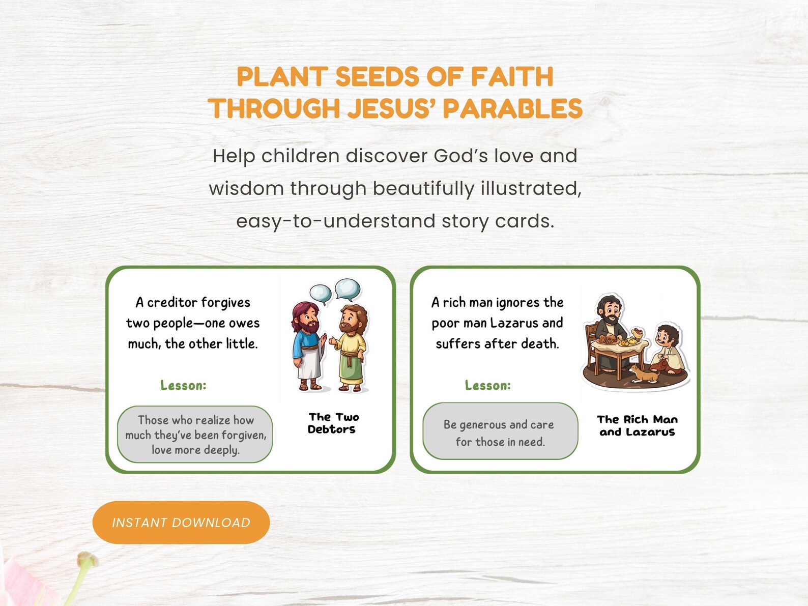 Jesus Parables Printable Flash Cards for Christian Kids Fun Bible Study ...
