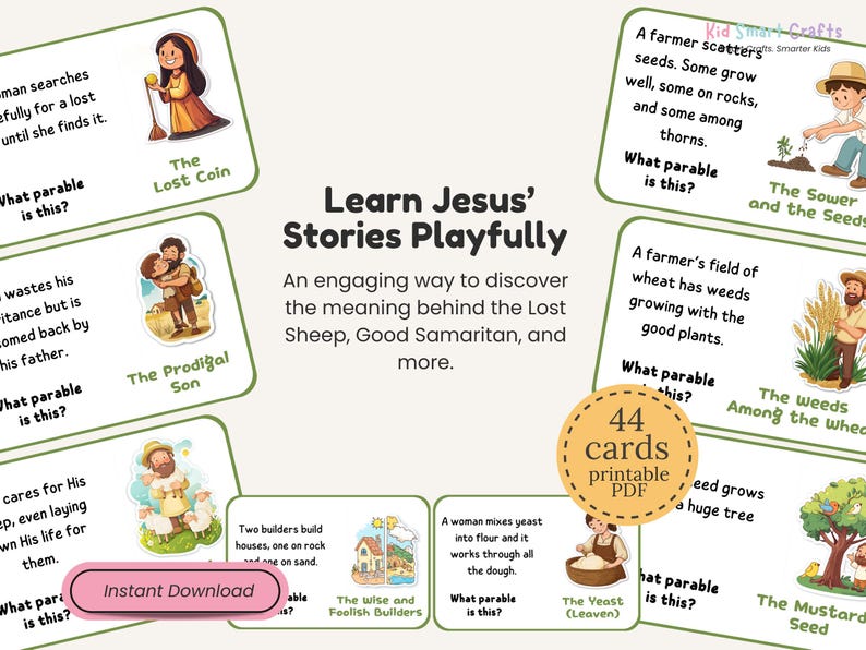 Jesus Parables Guessing Game Cards Fun Bible Games for Christian Kids ...