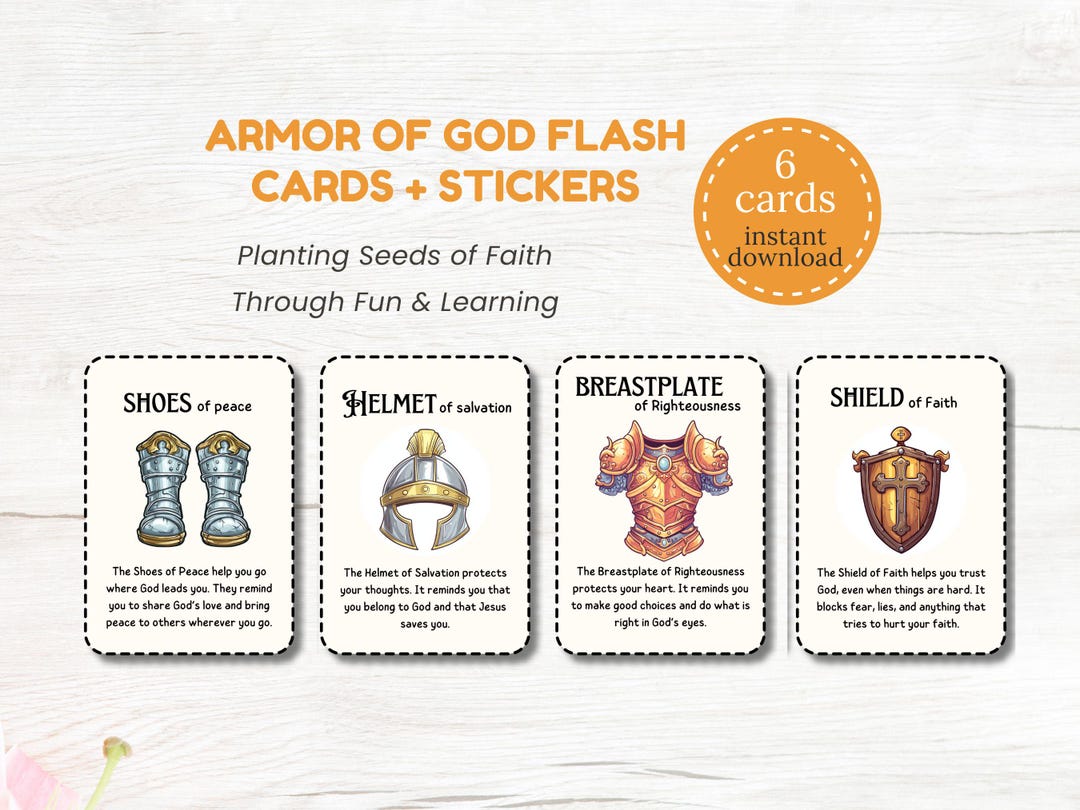 Armor of God Flash Cards Christian Bible Learning Printable PDF ...