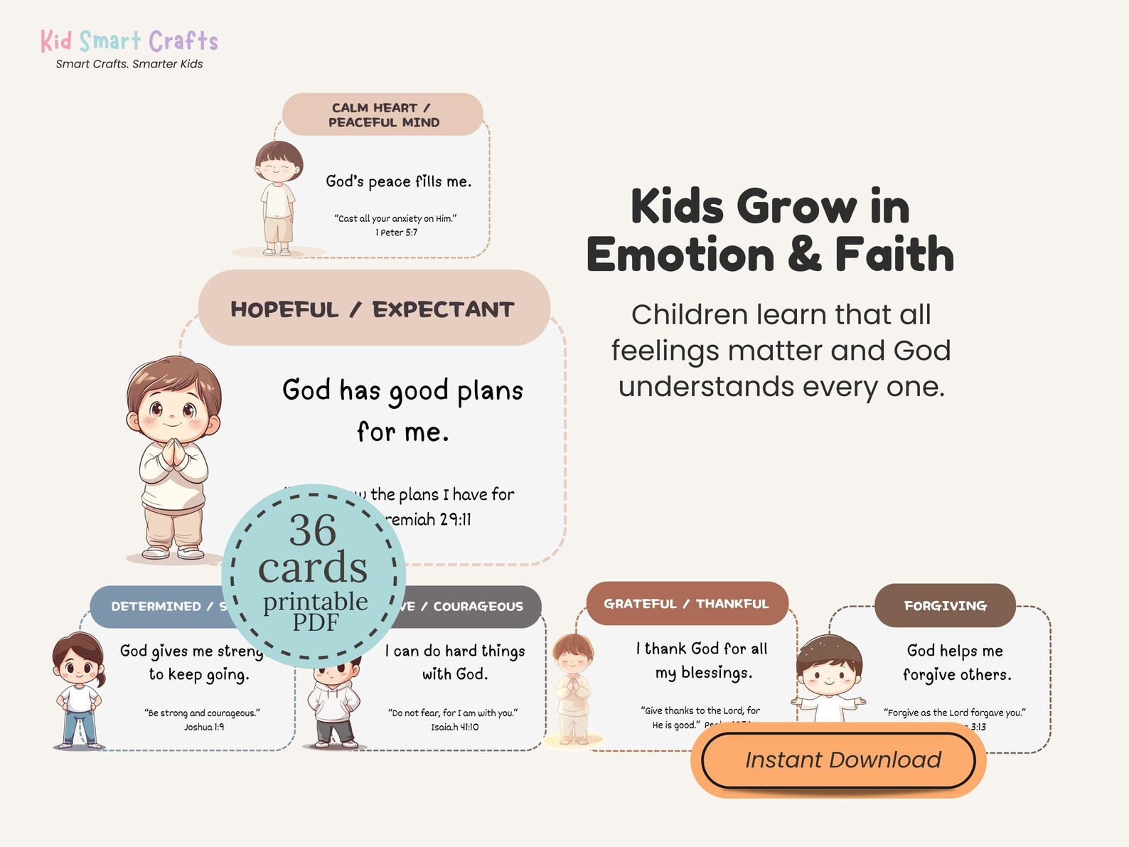 Printable Emotion Cards for Christian Kids Feelings Flashcards With ...